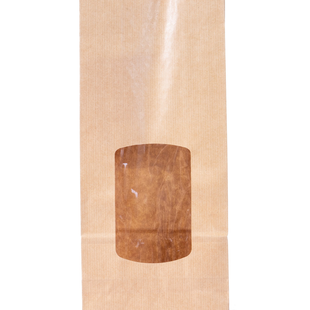 Kraft paper bag with window in brown 200x100x310mm