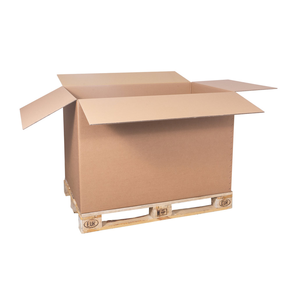 Pallet and export box made of double-wall cardboard in brown, measuring ...